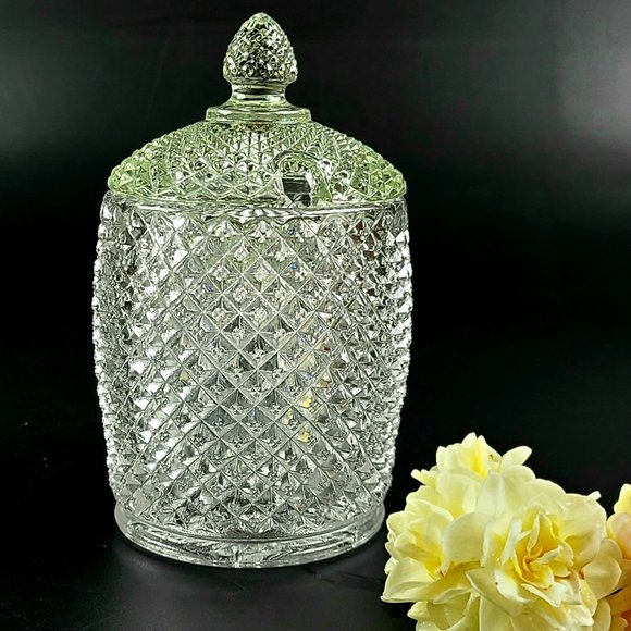 Dining | Vintage Kitchen Glass Dish With Liddiamond Pattern Beautiful ...